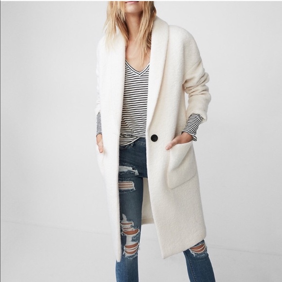 Express | Jackets & Coats | New Express Wool Cocoon Ivory Coat | Poshmark